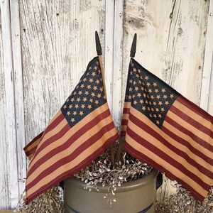 A Pair of Tea Stained American Flags~americana Flags~forth of July ...