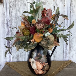 Vintage Pitcher With Fruit Floral Arrangementearth Tone Floral ...