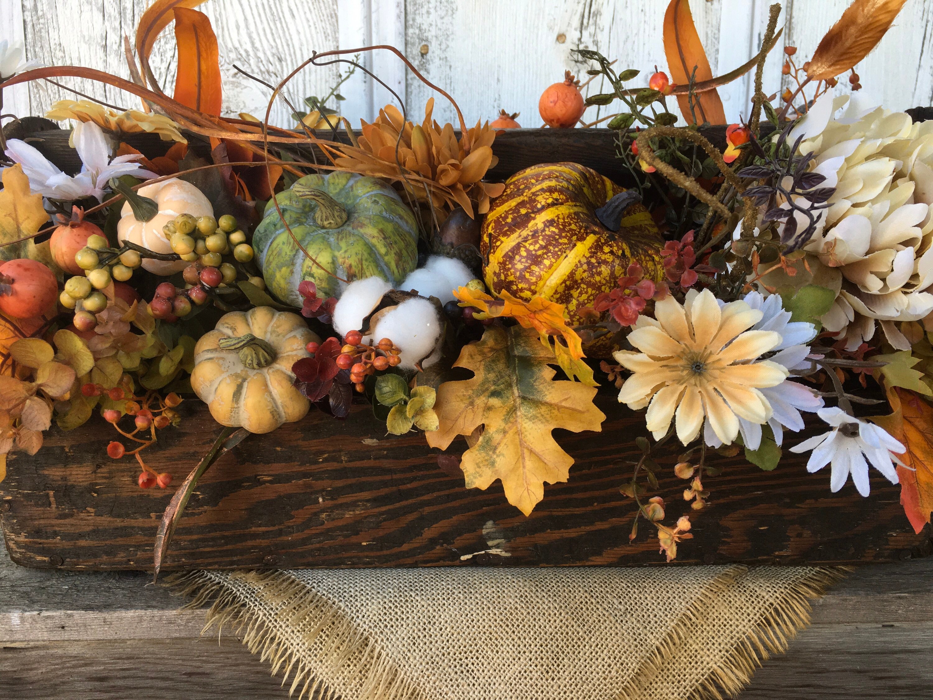 Vintage Tool Box Fall Pumpkin and Floral Arrangement | Etsy