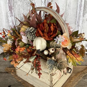 Vintage Harvest Wood Basket With Fall Pumpkins and - Etsy