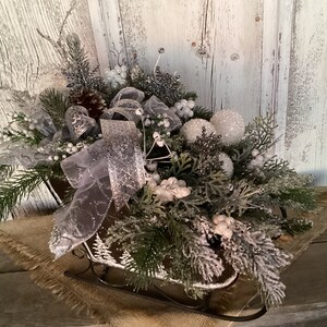 Winter White Tree Galvanized Sleigh~silver and White Christmas Sleigh ...