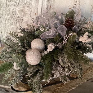 Winter White Tree Galvanized Sleigh~silver and White Christmas Sleigh ...