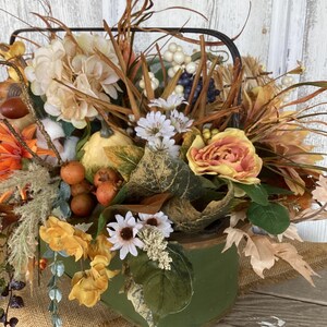 Harvest Basket Centerpiece, Fall Pumpkin Floral Arrangement - Etsy