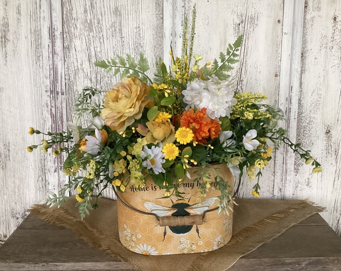 Home is Where My Honey Bee Spring Floral Arrangement~summer White and ...