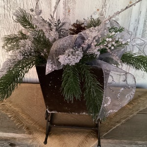 Winter White Tree Galvanized Sleigh~silver and White Christmas Sleigh ...