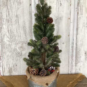 A Galvanized Tin Winter Alpine Tree With Cardinal~christmas Centerpiece ...