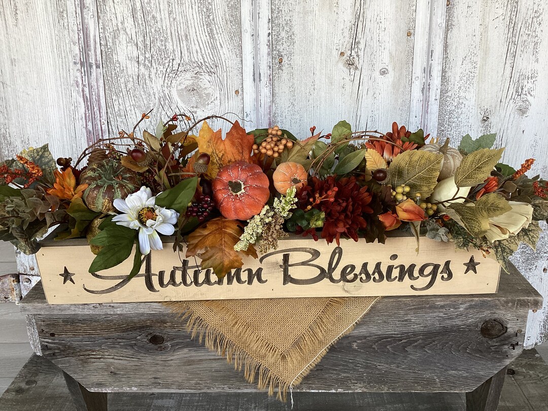 Autumn Blessings Pumpkin and Floral Fall Arrangementthanksgiving ...