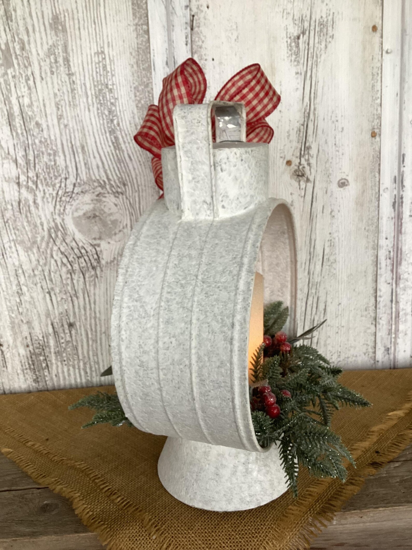 White Textured Lantern With Timed Snowman Pillar Candle~winter Snowman ...