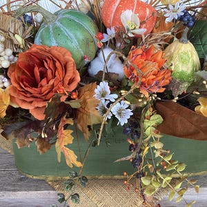 Harvest Basket Centerpiece, Fall Pumpkin Floral Arrangement - Etsy
