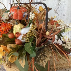 Harvest Basket Centerpiece, Fall Pumpkin Floral Arrangement - Etsy