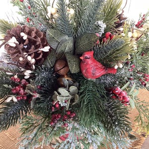 A Cardinal Tin Christmas Arrangement~nostalgic Christmas Cardinal ...