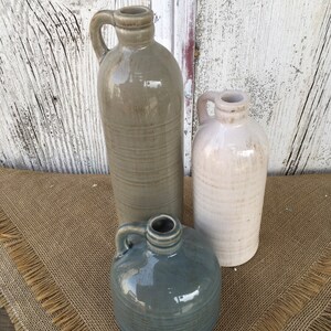 Set of Three Jugs in Green Teal and Cream Tonesneutral - Etsy