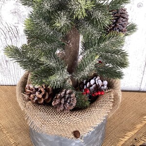 A Galvanized Tin Winter Alpine Tree With Cardinal~christmas Centerpiece ...