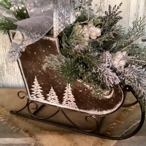 Winter White Tree Galvanized Sleigh~silver and White Christmas Sleigh ...