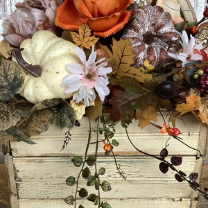 Vintage Harvest Wood Basket With Fall Pumpkins and - Etsy