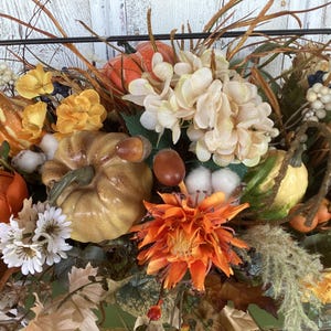 Harvest Basket Centerpiece, Fall Pumpkin Floral Arrangement - Etsy