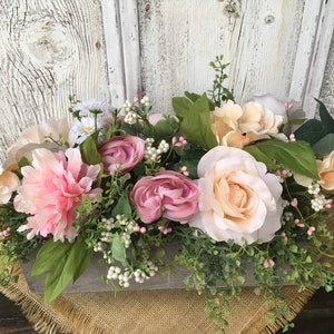 Spring Floral Arrangement in Gray Washed Flower Box Summer - Etsy