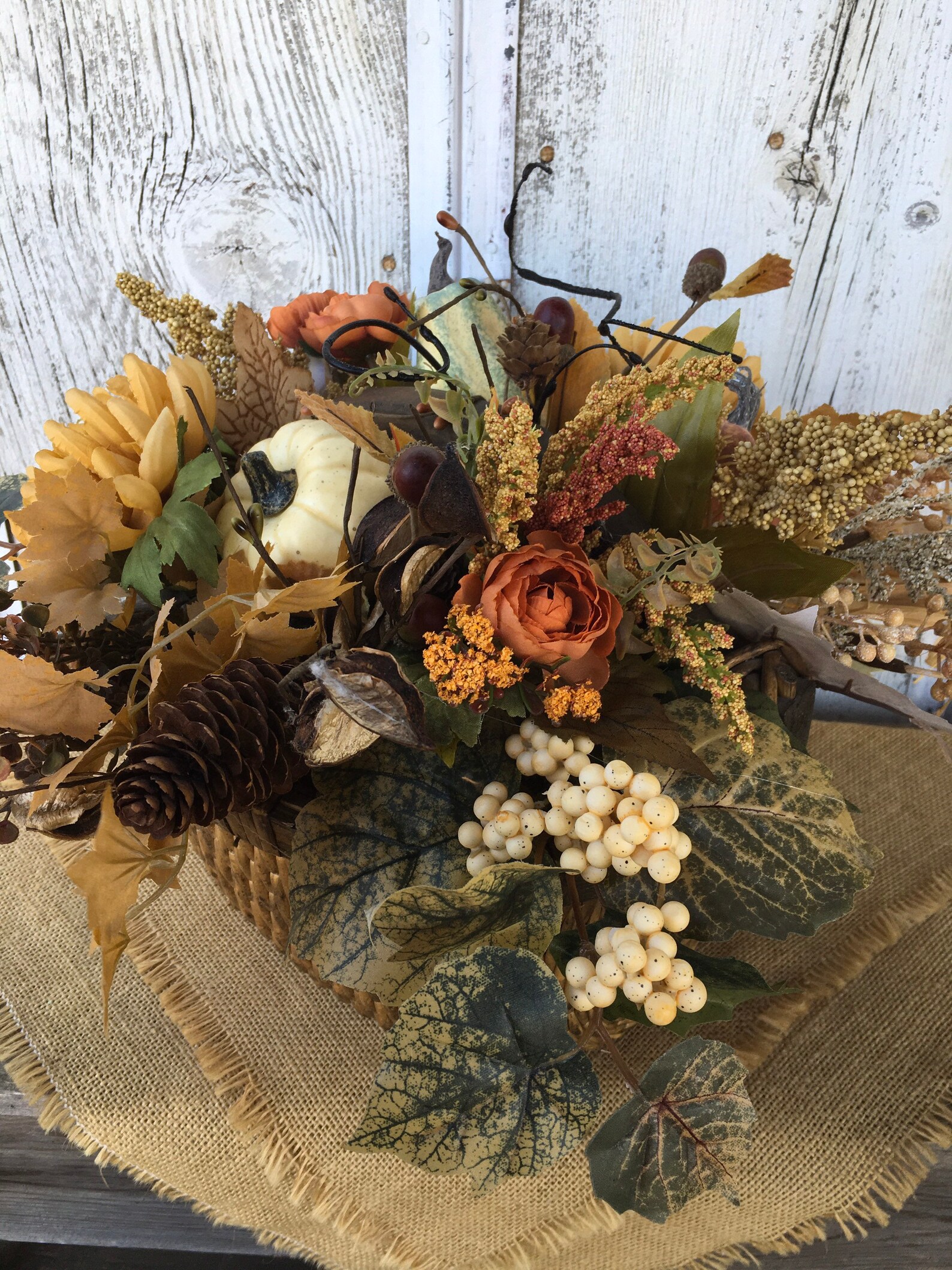Fall Basket With Pumpkins and Floralautumn Basket - Etsy