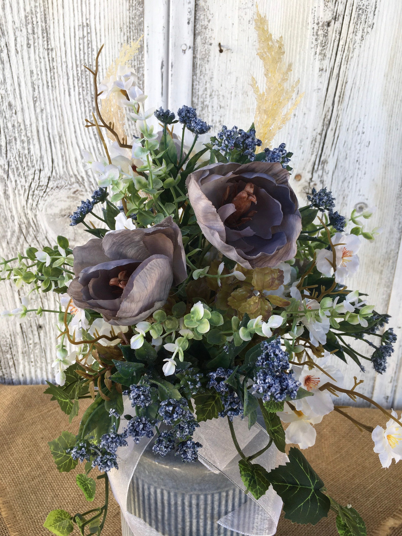 Gray Distressed Vase Summer Table Arrangementyear Round | Etsy