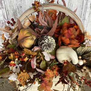 Vintage Harvest Wood Basket With Fall Pumpkins and - Etsy