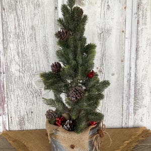 A Galvanized Tin Winter Alpine Tree With Cardinal~christmas Centerpiece ...