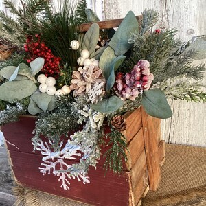 Winter Snowflake Arrangement in Tote~primitive Holiday Decor~rustic ...
