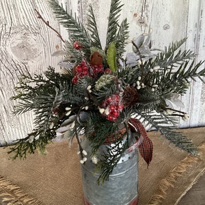 Christmas Galvanized Cream Can Merry Christmas Arrangementrustic ...
