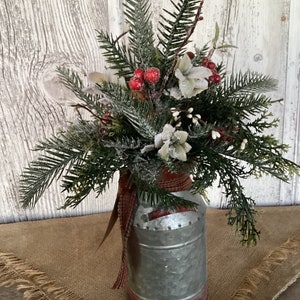 Christmas Galvanized Cream Can Merry Christmas Arrangementrustic ...