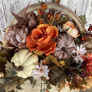 Vintage Harvest Wood Basket With Fall Pumpkins and - Etsy