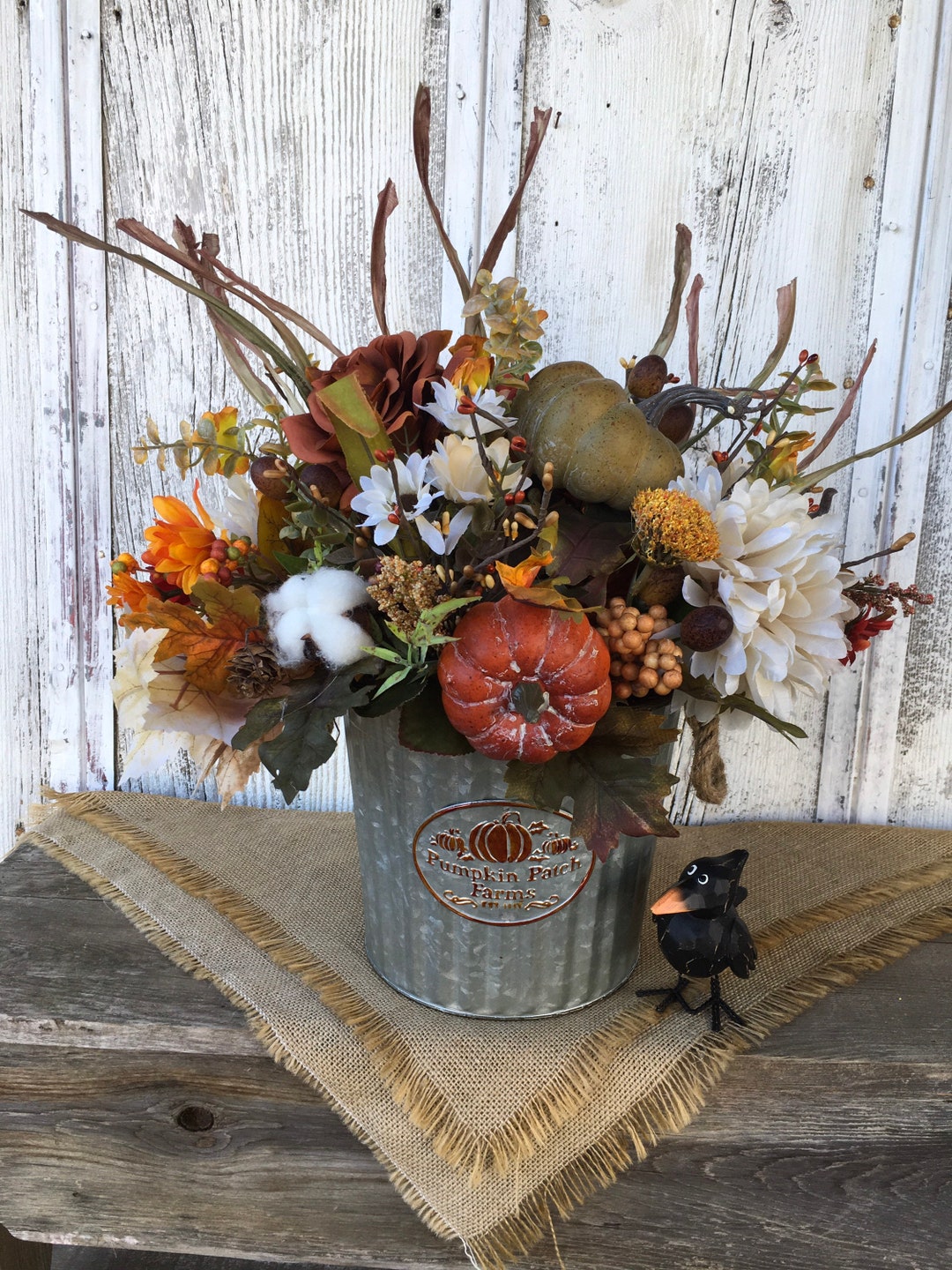 Pumpkin Patch Farms Autumn Pumpkin and Floral Arrangement~harvest ...