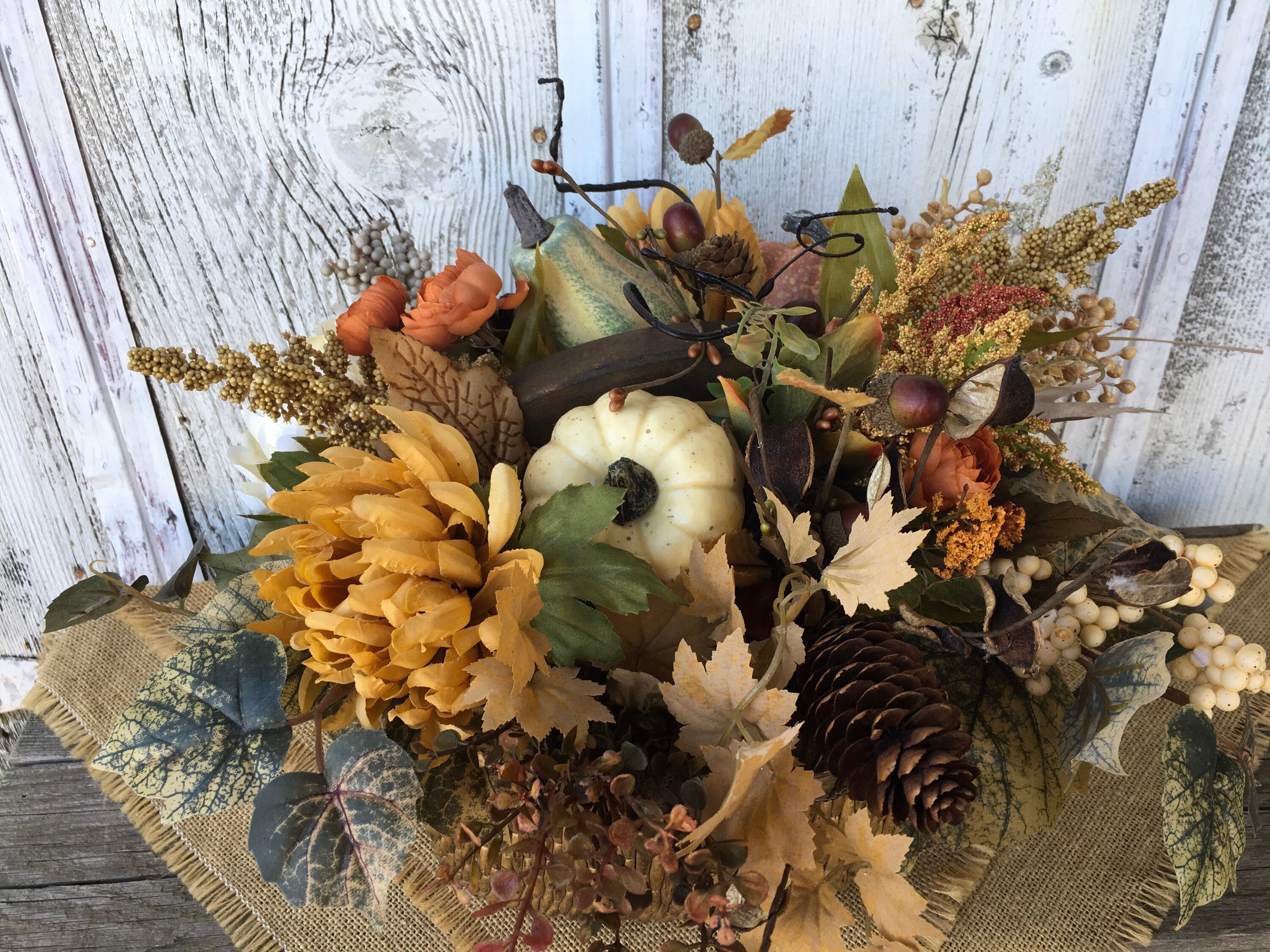 Fall Basket With Pumpkins and Floralautumn Basket - Etsy