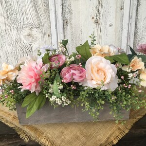 Spring Floral Arrangement in Gray Washed Flower Box Summer - Etsy