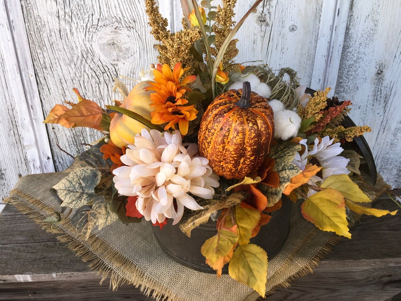Vintage Tin Colander Pumpkin and Floral Arrangementfarmhouse - Etsy