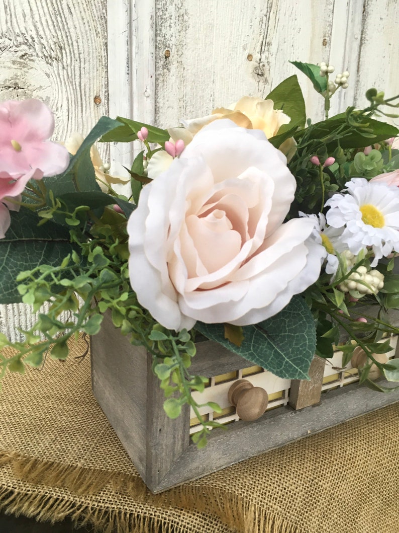 Spring Floral Arrangement in Gray Washed Flower Box Summer | Etsy