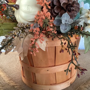 Fall Pumpkin and Floral Arrangement in a Bushel Basket~autumn Pumpkin ...