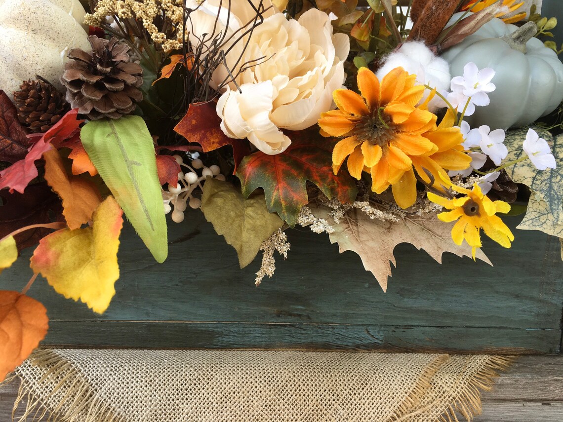 Vintage Spindle Fall Pumpkin and Floral Arrangement Flower | Etsy
