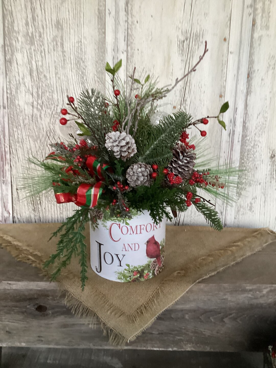 Comfort and Joy Cardinal Winter Centerpiece~cardinal Christmas ...