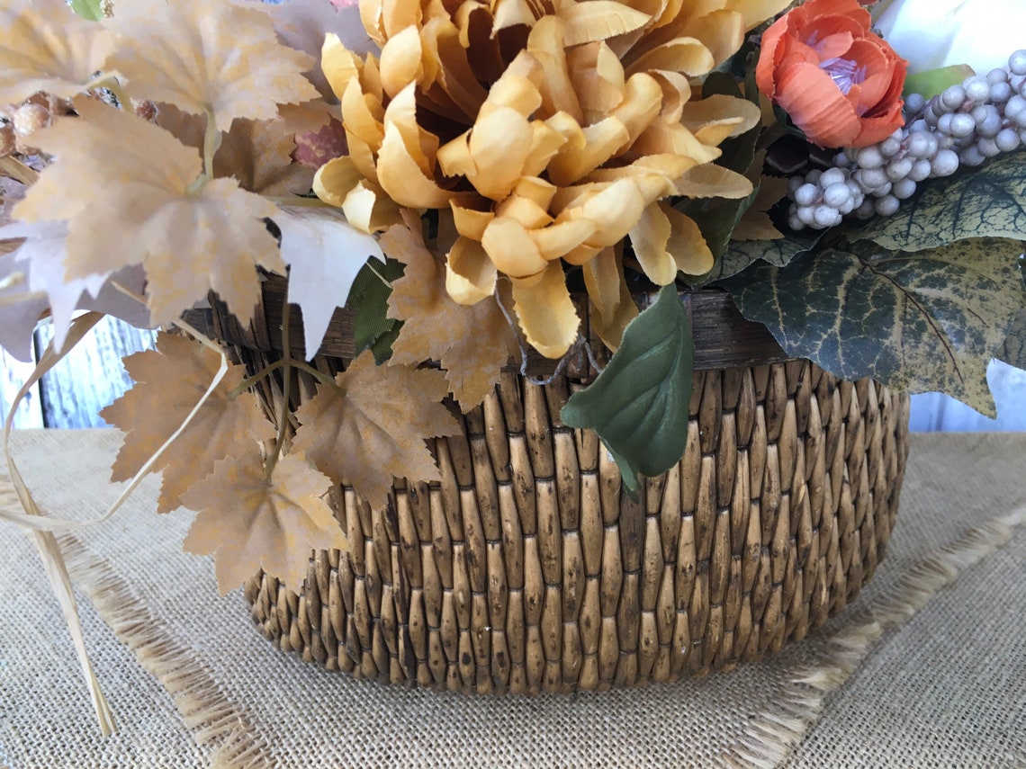 Fall Basket With Pumpkins and Floralautumn Basket - Etsy