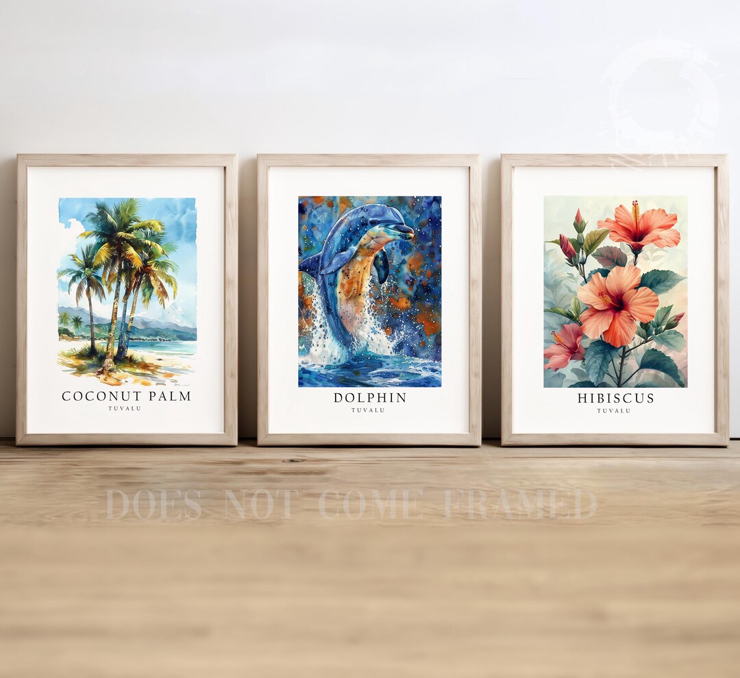 Tuvalu National Symbols, the Dolphin, Hibiscus Flower, Coconut Tree ...