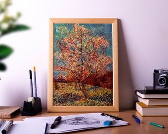 Peach Tree Art, 1972 Vintage Peach Tree Print, Pink Flower Wall Decor ...