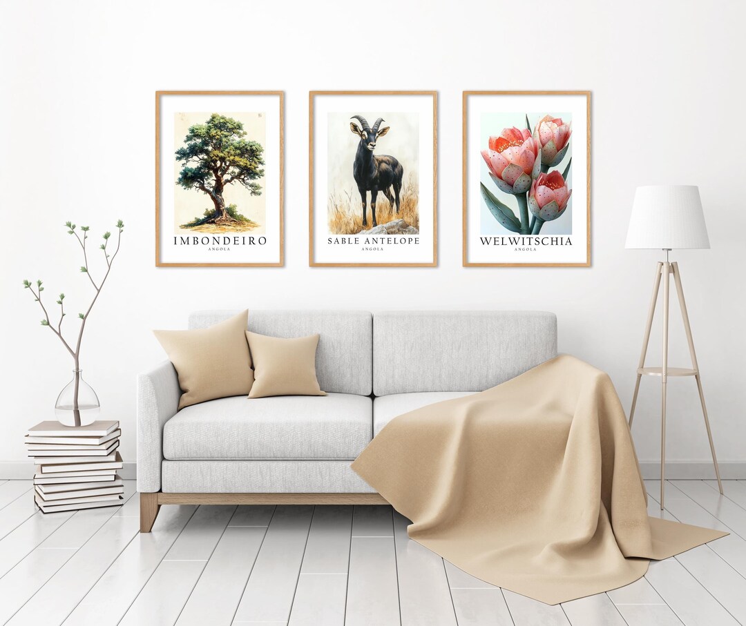 Angola National Symbols Poster Prints, Sable Antelope, Welwitschia ...