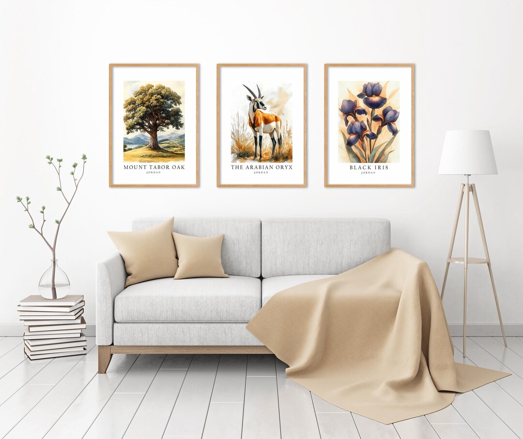 Jordan National Symbols Poster Prints: Arabian Oryx, Black Iris, Oak ...