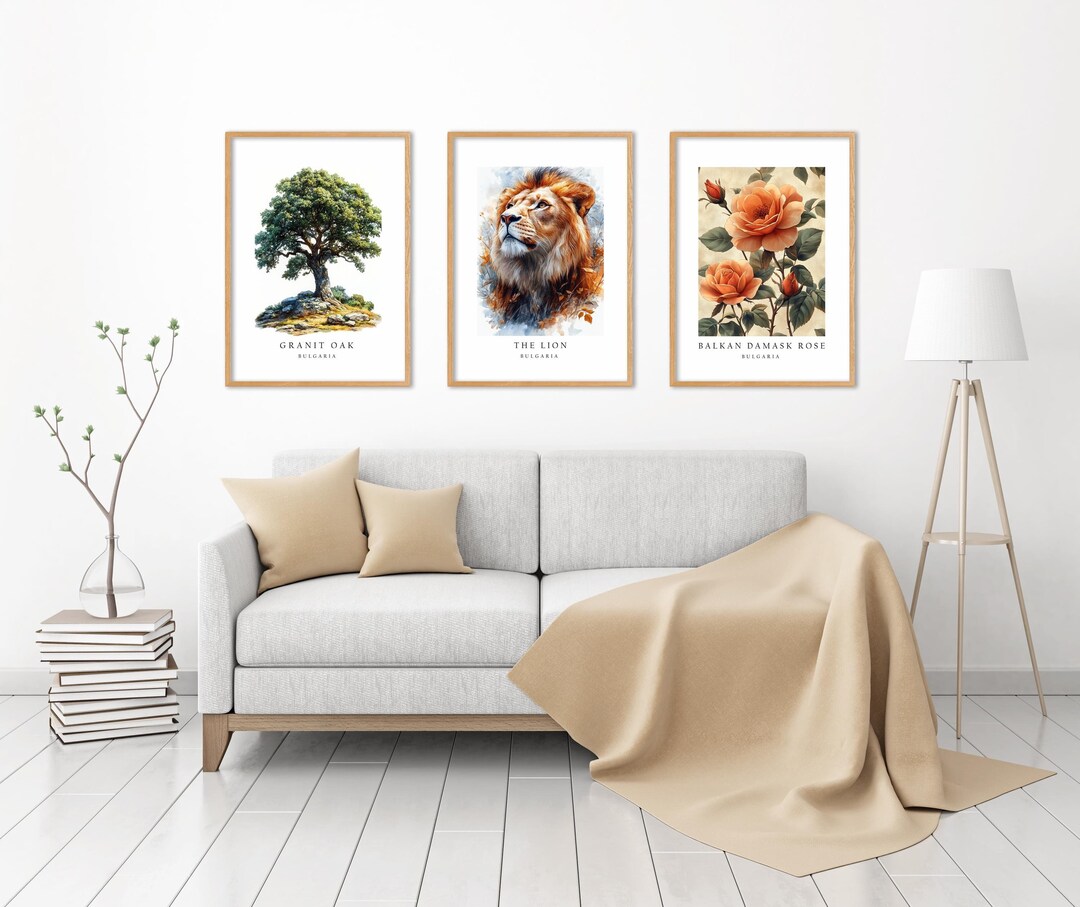 Bulgaria National Symbols Poster Prints: Lion, Rose, Oak - Set of 3 - Etsy