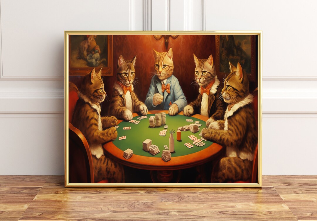 Cats Playing Card Games, Poster Print, Wall Art, Home Décor - Etsy