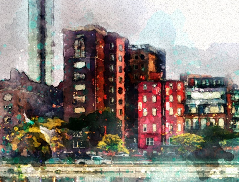 Boston Back Bay, Massachusetts Painting, Poster Print, Watercolor ...