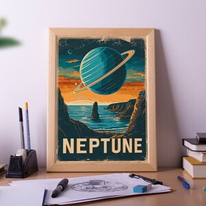 Planet Neptune, Retro, Vintage, Poster Print, Wall Décor - Etsy