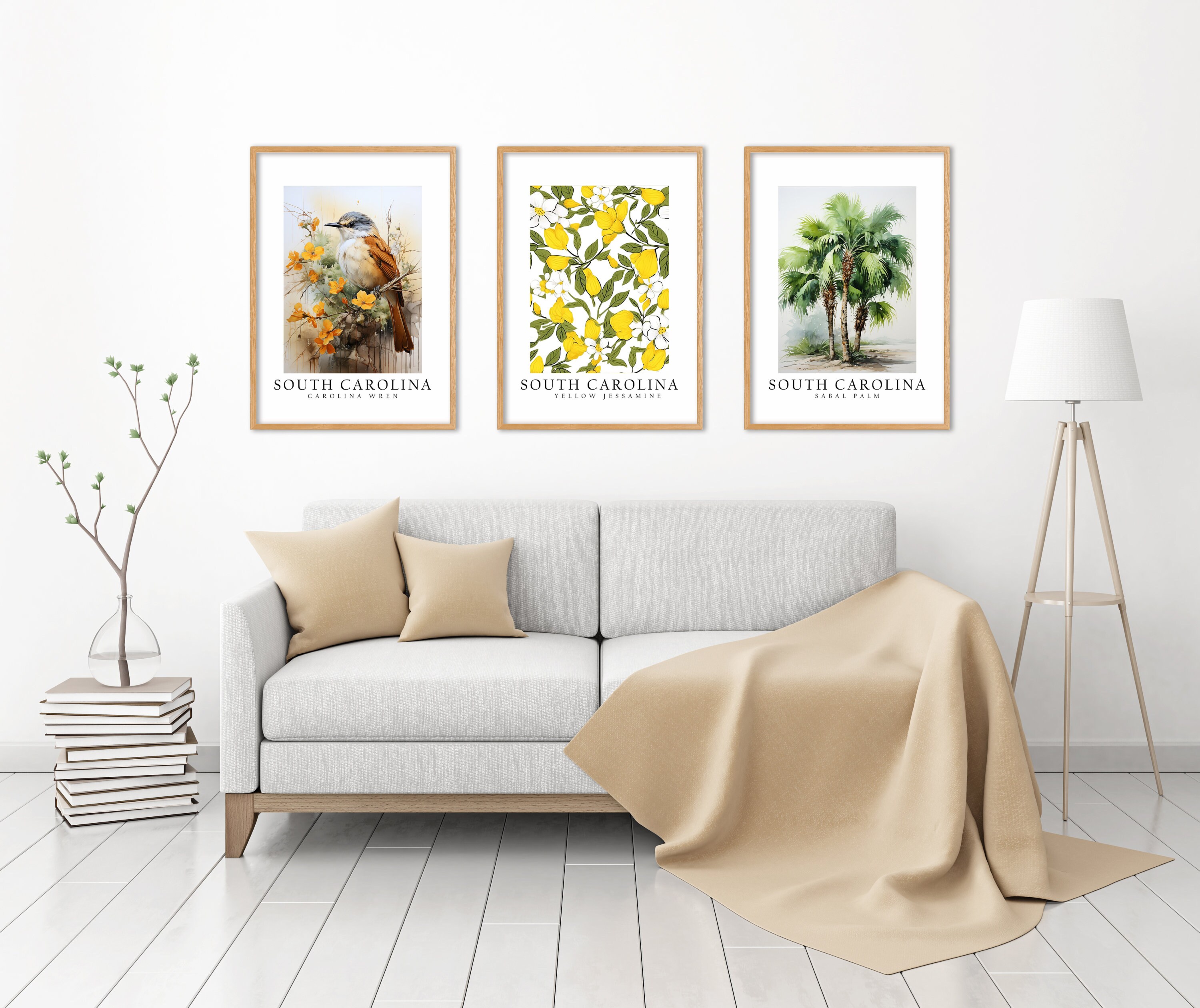 South Carolina State Symbols Poster Prints, Carolina Wren, Sabal Palm ...
