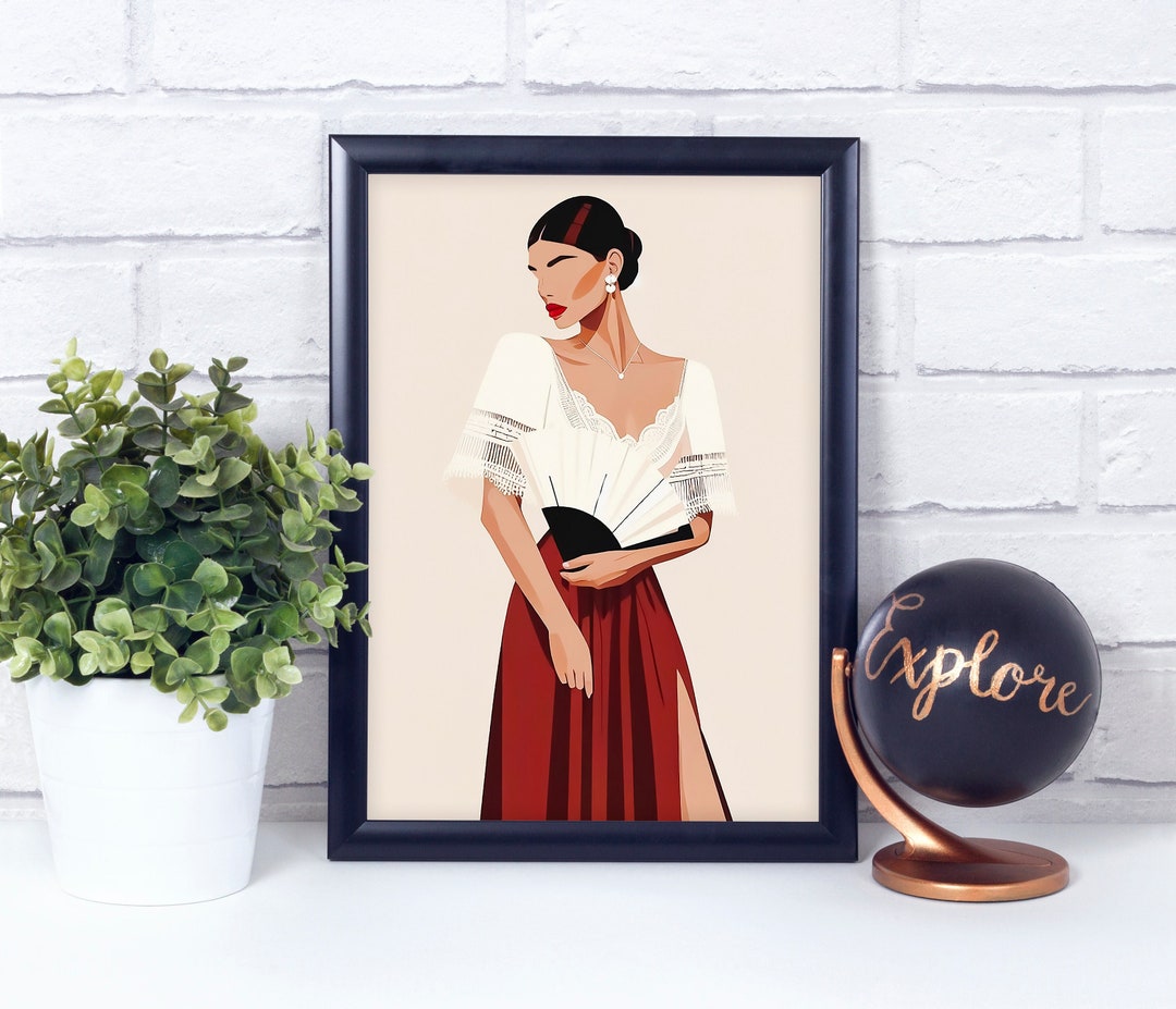 Filipina Wearing Elegant Filipiniana Woman Art, Poster Print, Home ...