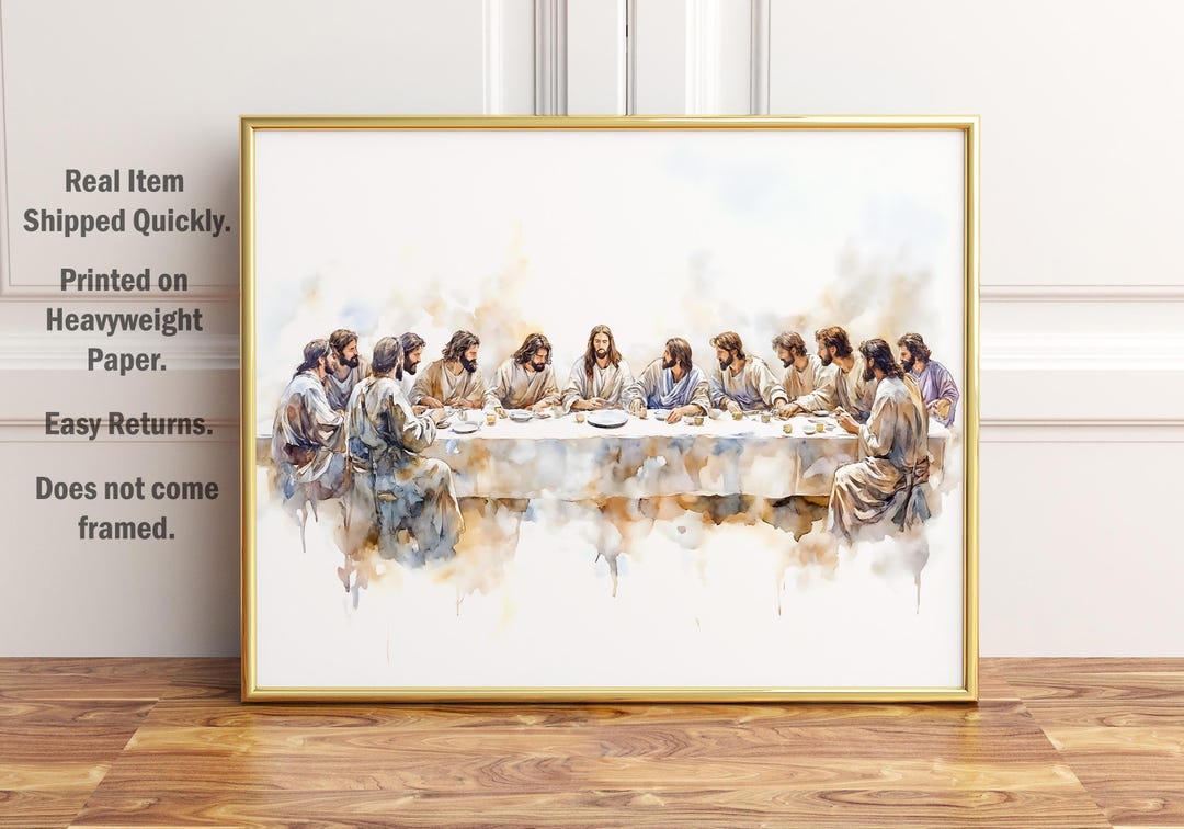 The Last Supper - Religious Poster Prints, Textured Watercolor Style ...