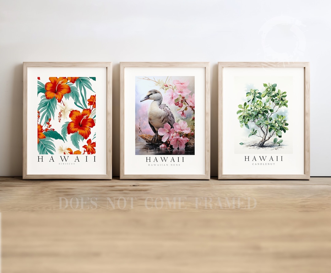 Hawaii State Bird Nene State Tree Candlenut State Flower - Etsy